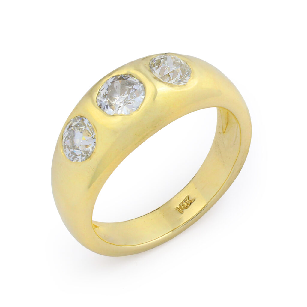 Three Stone Gypsy Set Diamond Ring - FD Gallery