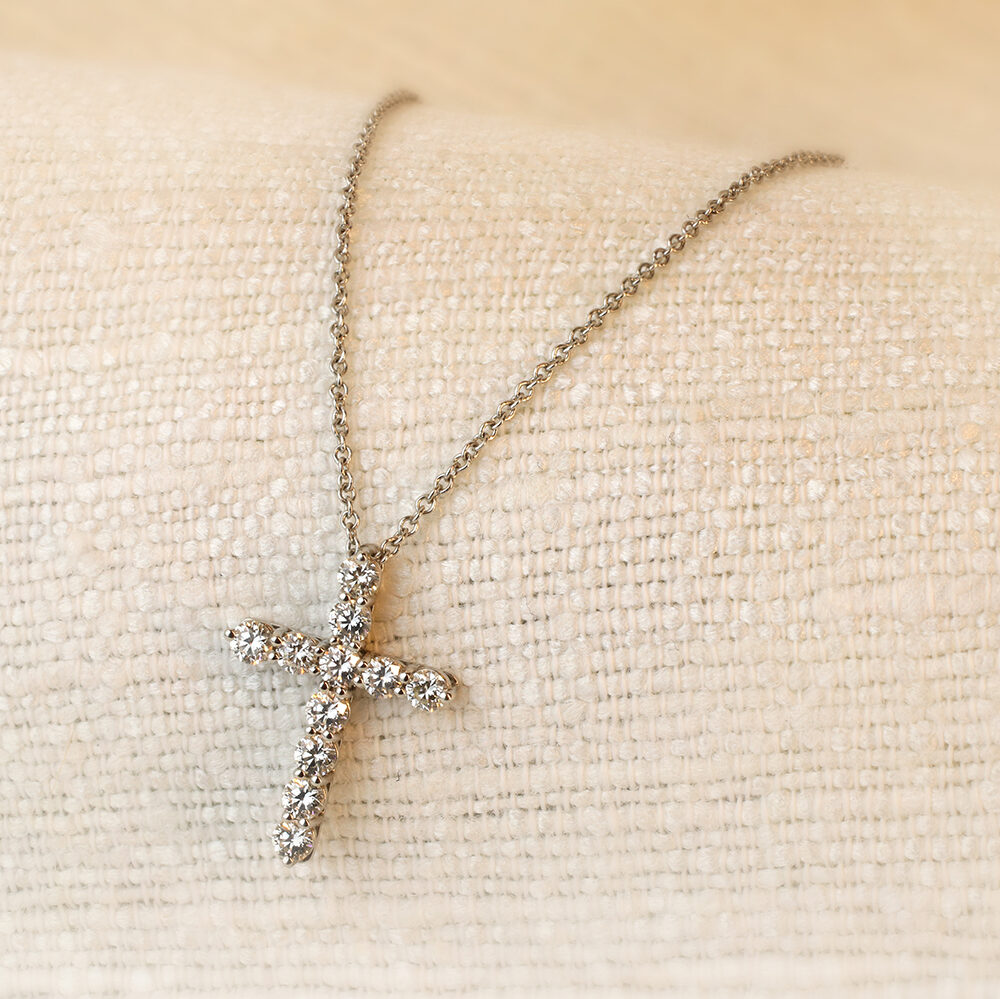 Tiffany & Co. Diamond and Platinum Cross Pendant Necklace - FD Gallery